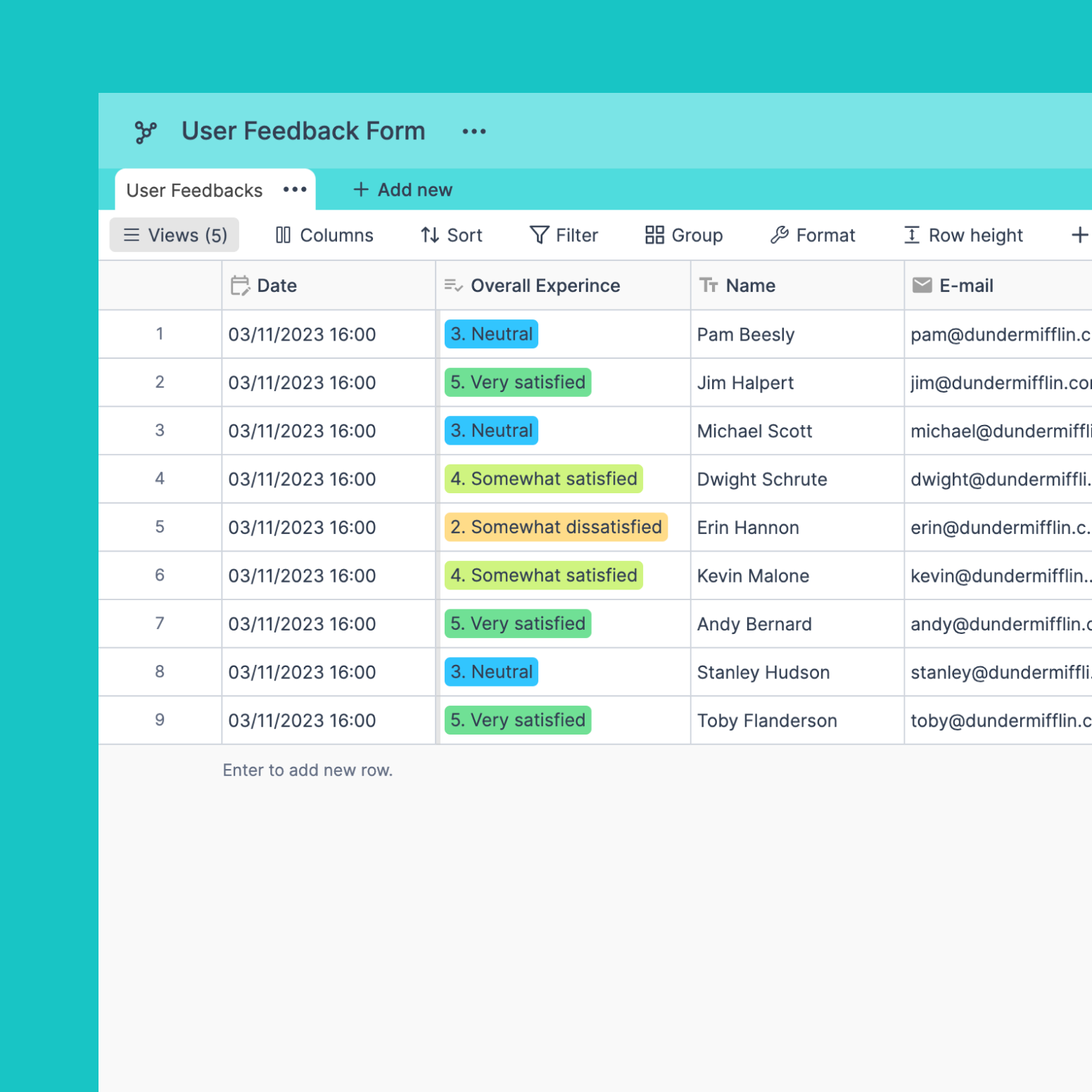 User Feedback Form Spreadsheet Template - Free